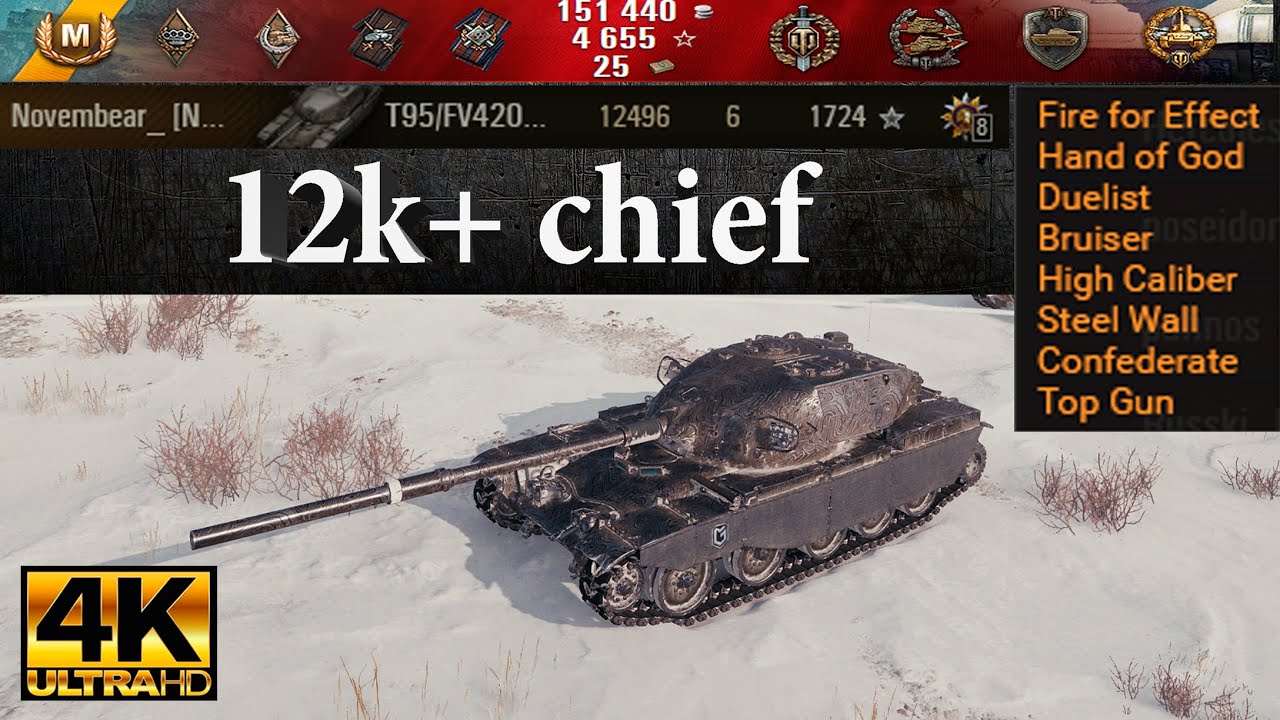 T95/FV4201 Chieftain video in Ultra HD 4K 🔝 12496 dmg, 1724 exp 🔝 World ...