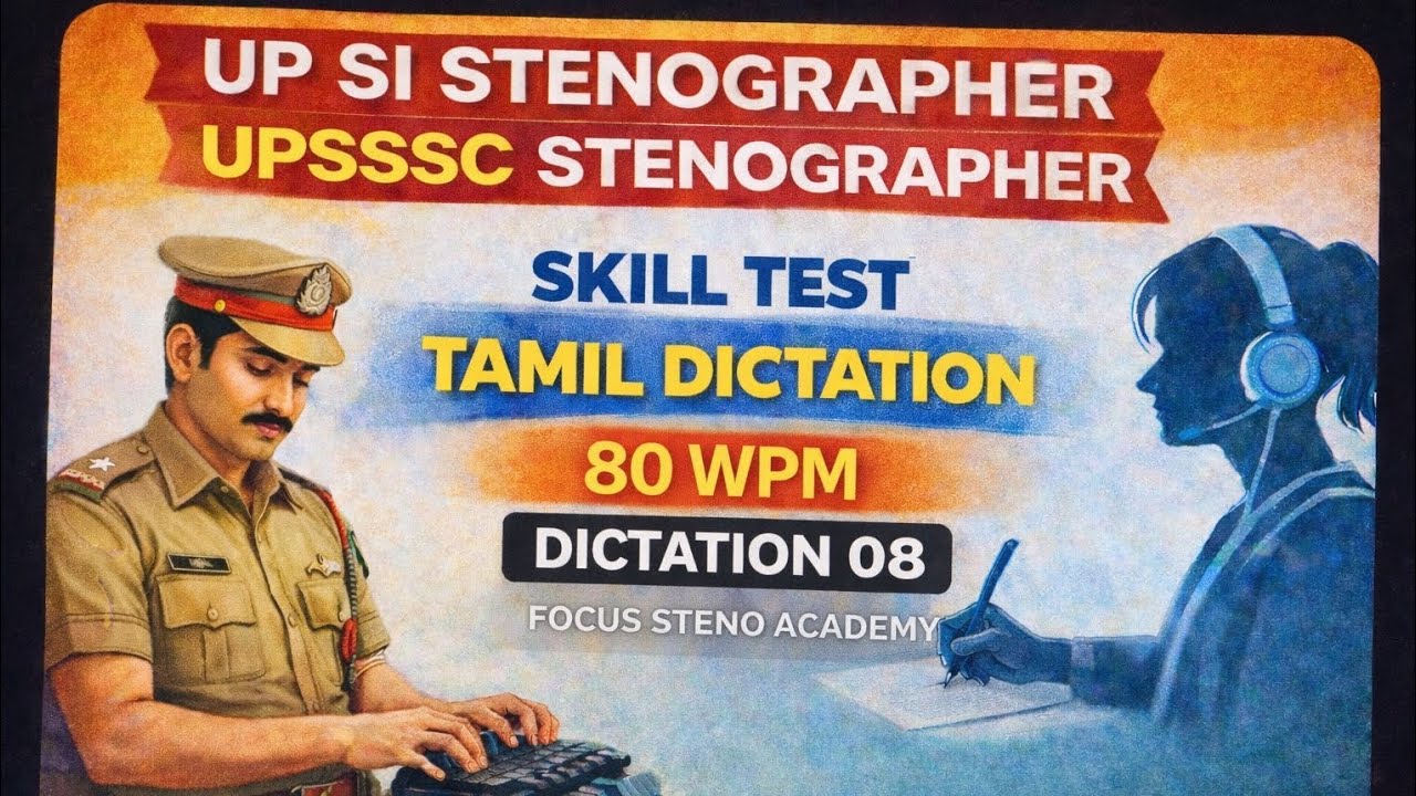 Stenographer Skill Test Practice | 80 WPM Dictation 08 | UP, MP, SSC ...