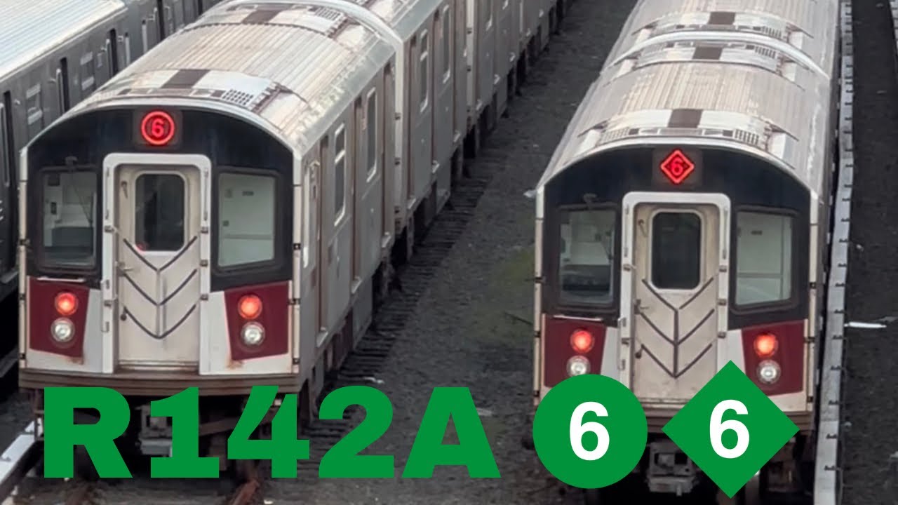 Local and express R142A’s 6 trains AT Concourse Yard - YouTube