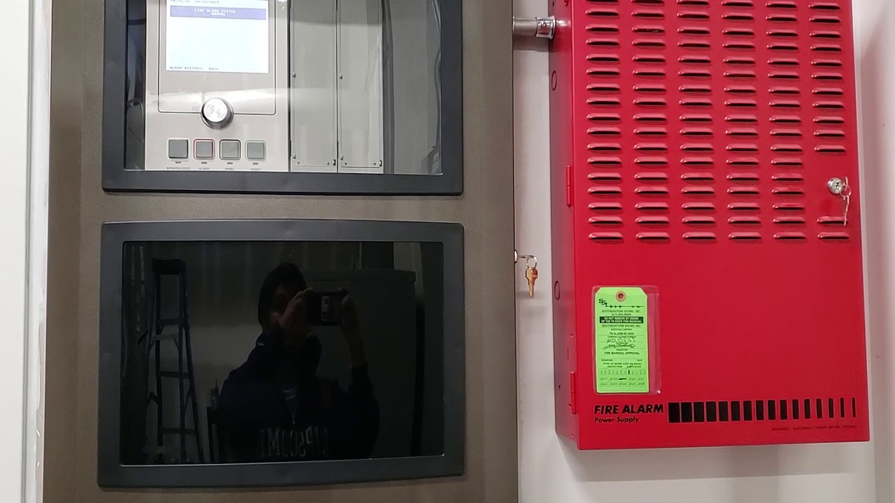 EST Fire Alarm Control Panel Voice Evac at George Shin Center - YouTube