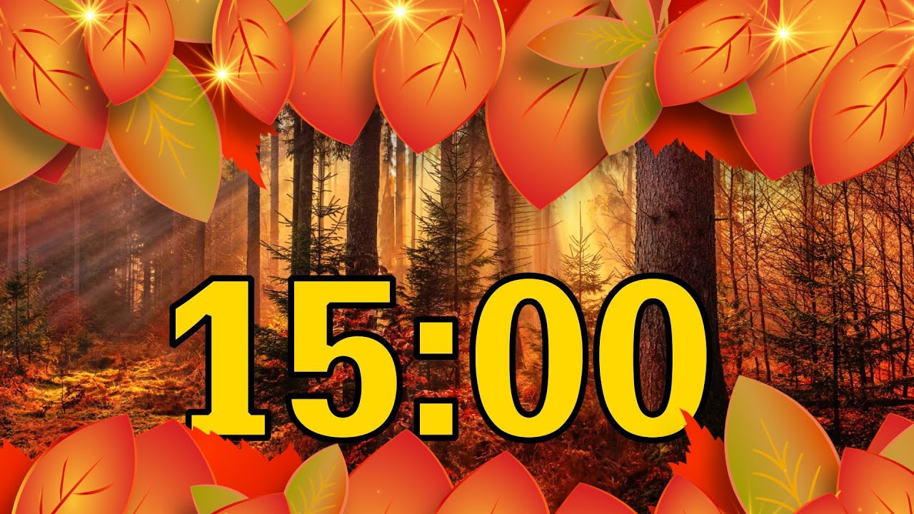 15 Minute Countdown Timer - Fall Leaves at Sunset 🍂 Relaxing Song Alarm ...