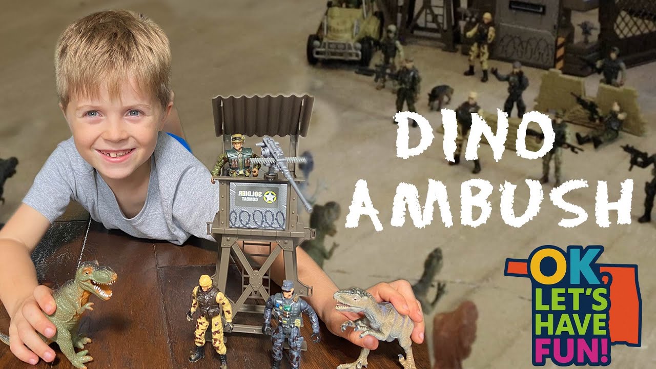The Battle Begins! Army Men vs. Toy Dinosaurs! - YouTube