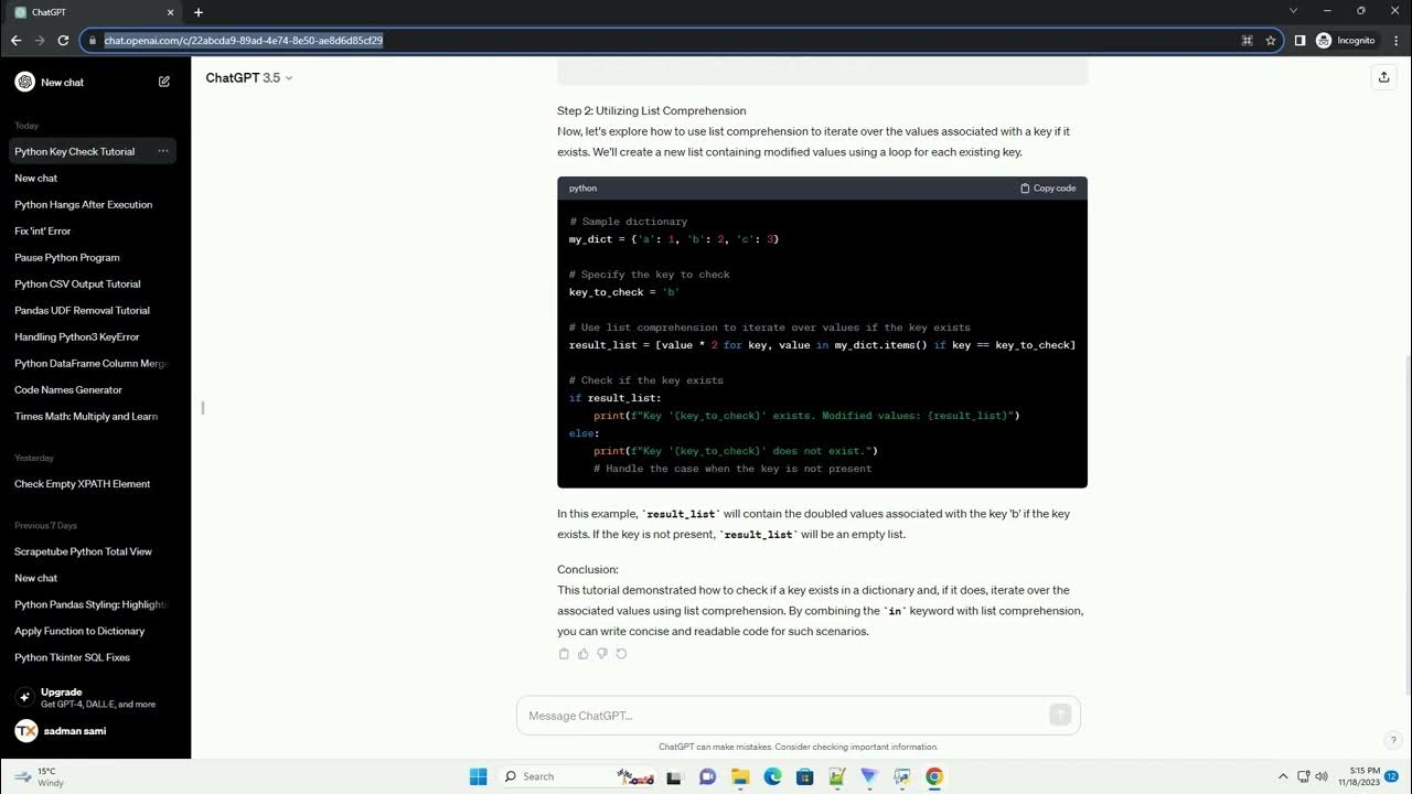 How to check if key exist in data if exist then do for loop else ignore using list comprehension ...