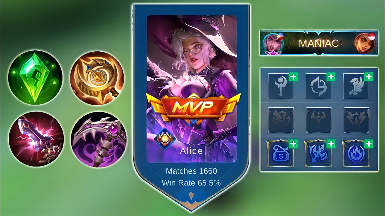 NEW ALICE HYPER OFFLANE BEST BUILD & EMBLEM│TOP GLOBAL ALICE GAMEPLAY ...
