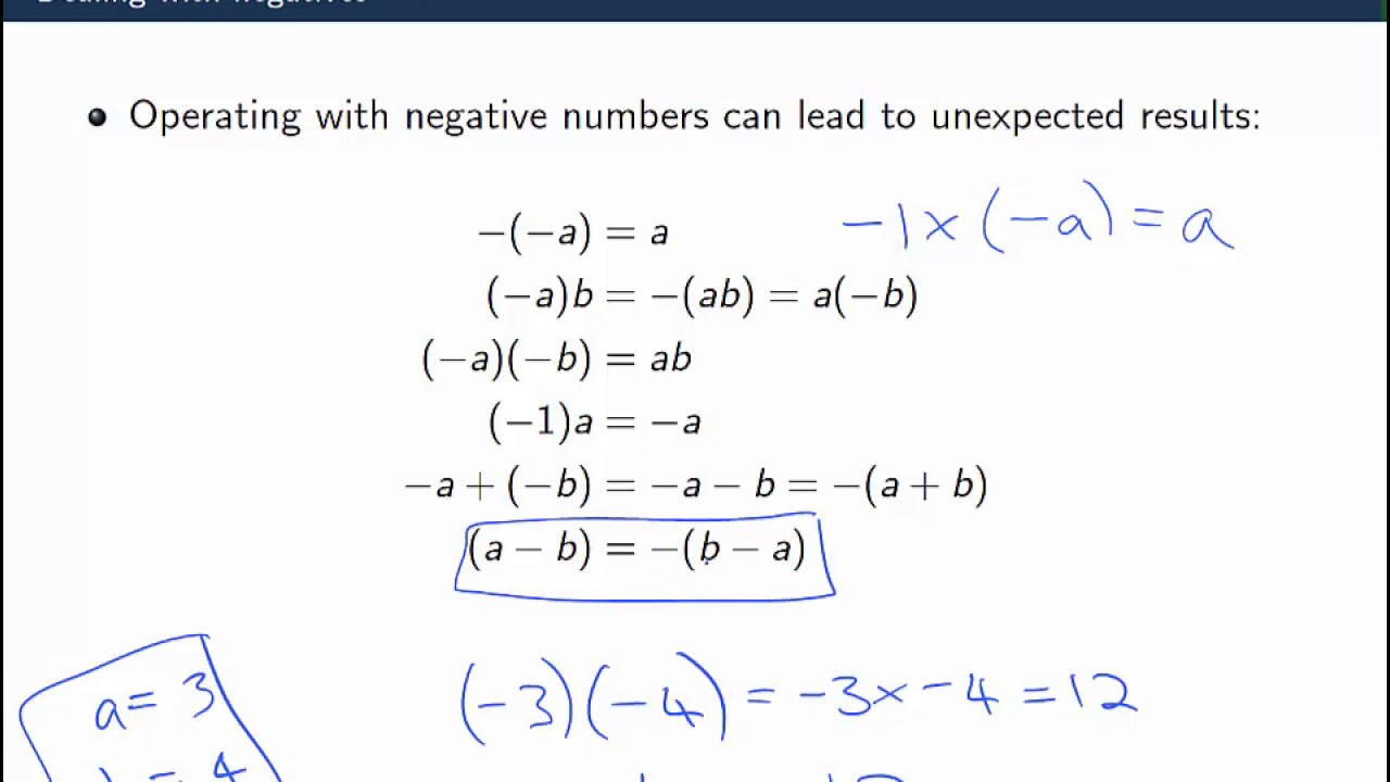 Real numbers - Operating with zeros and negatives - YouTube