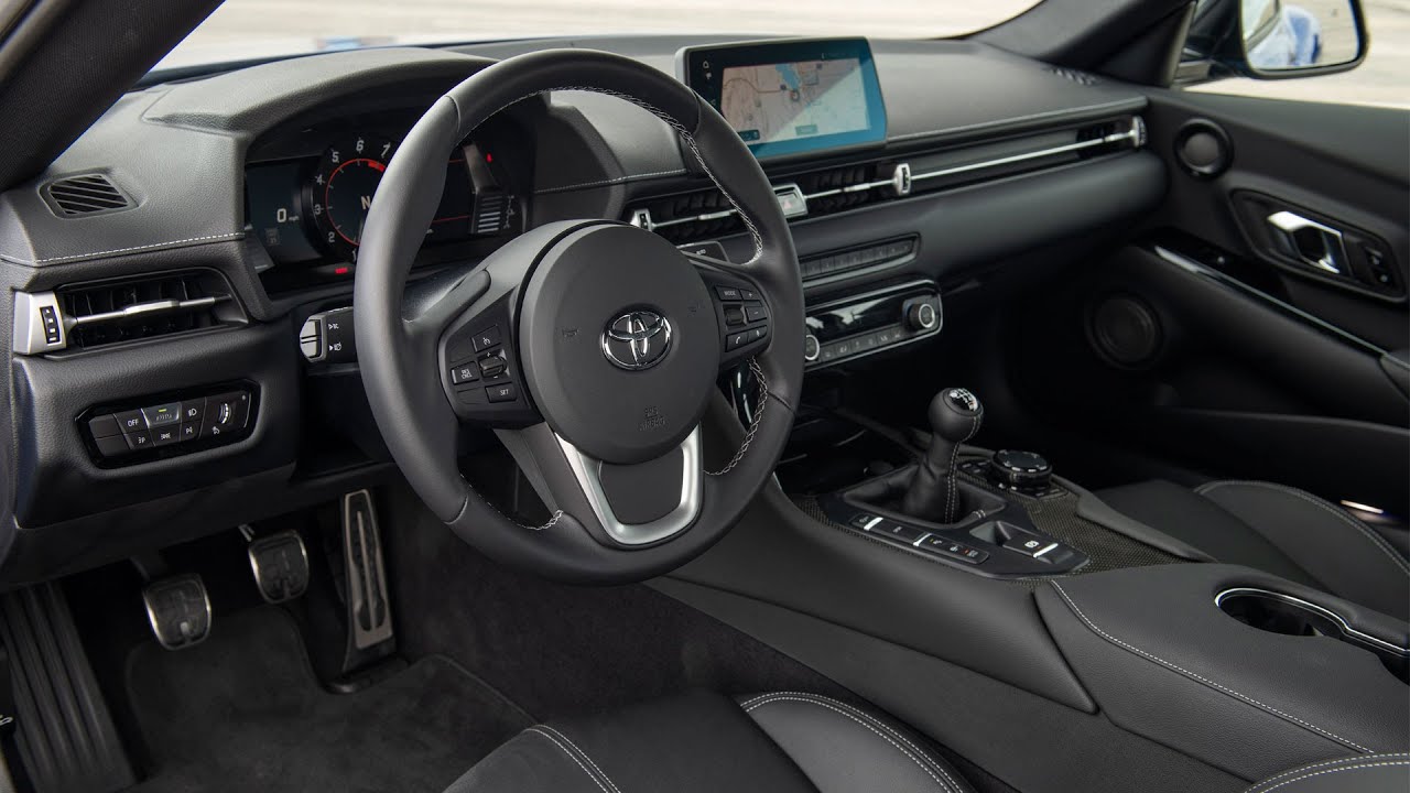 Toyota GR Supra 3.0 Premium MT in Stratosphere Blue - Interior - YouTube