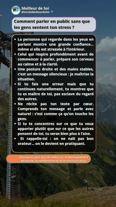 Comment parler en public sans que les gens sentent ton stress #DéveloppementPersonnel #foryou ...