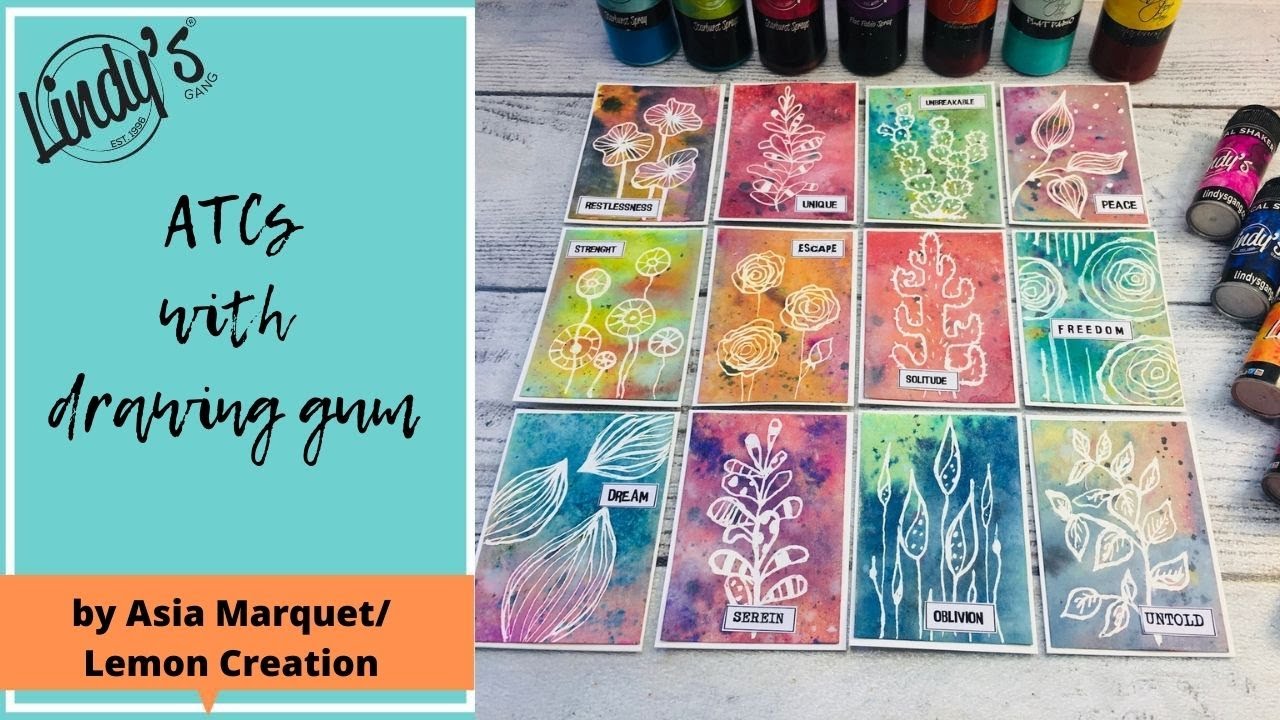 How to use drawing gum- ATCs with sprays and Magicals - YouTube