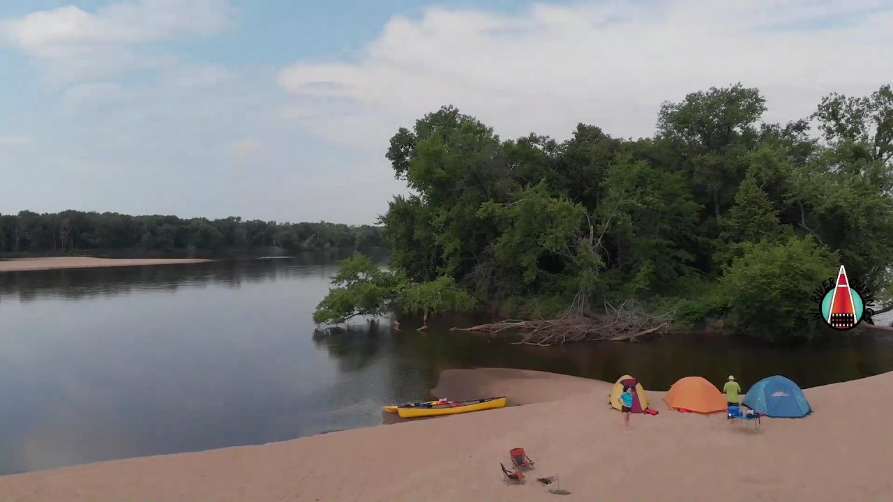 WIsconsin River Sandbar Camping Flyover - YouTube