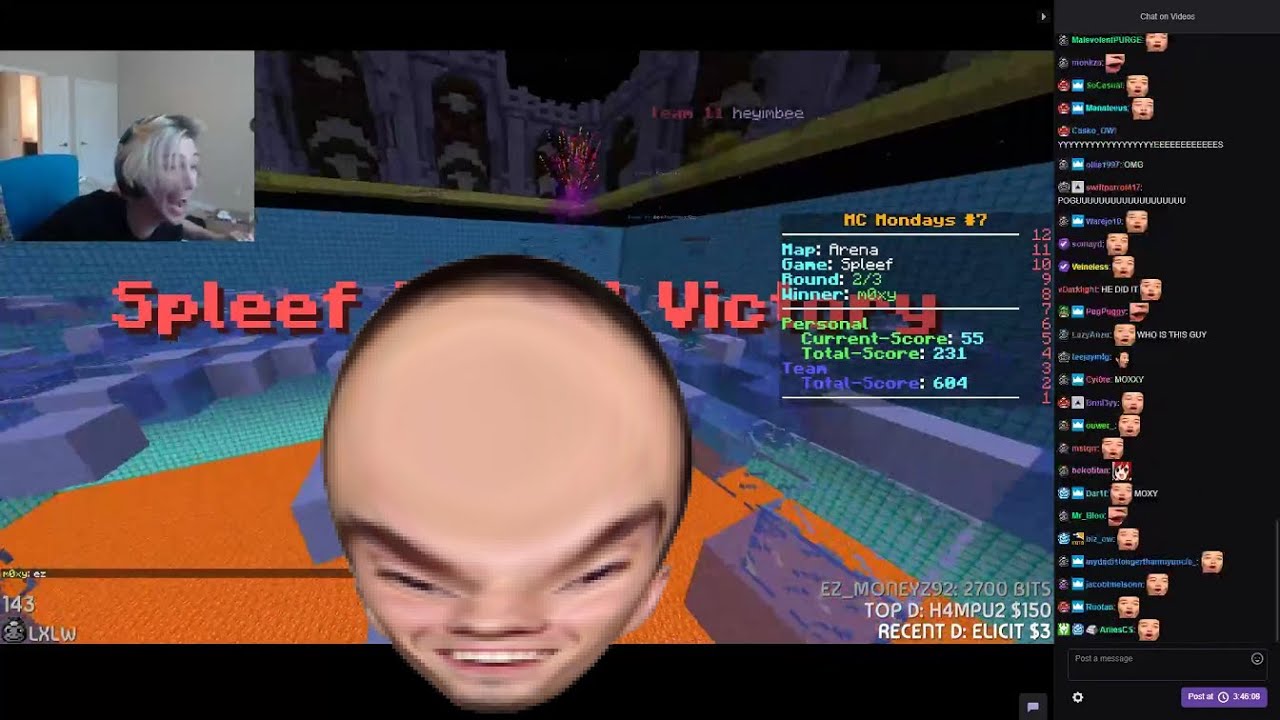 xQc & m0xy - Minecraft Monday - m0xy wins Spleef AGANE!! - YouTube