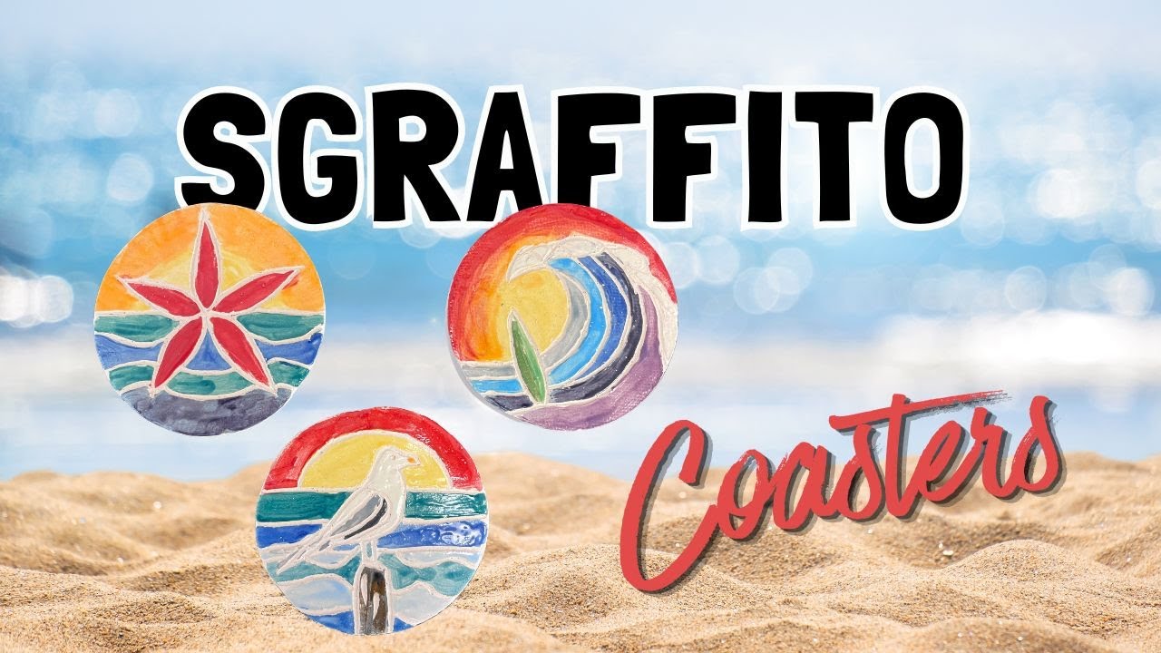 DIY Ceramic Coasters Tutorial | Sgraffito | Beach Decor - YouTube
