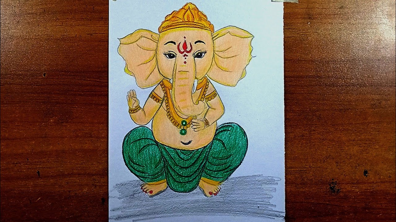 How to Draw Ganapti Ganesh With Modak- Pencil Chitra| Ganesh Chaturthi ...