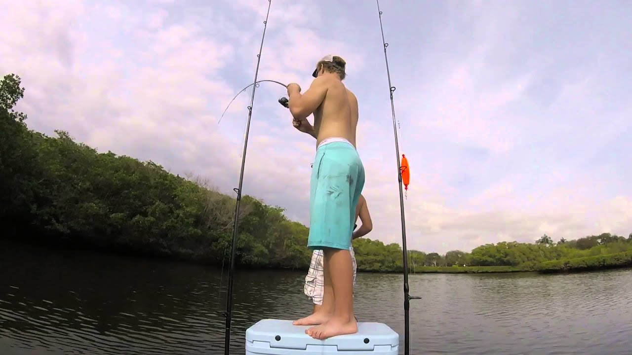 Jon boat snook fishing - YouTube