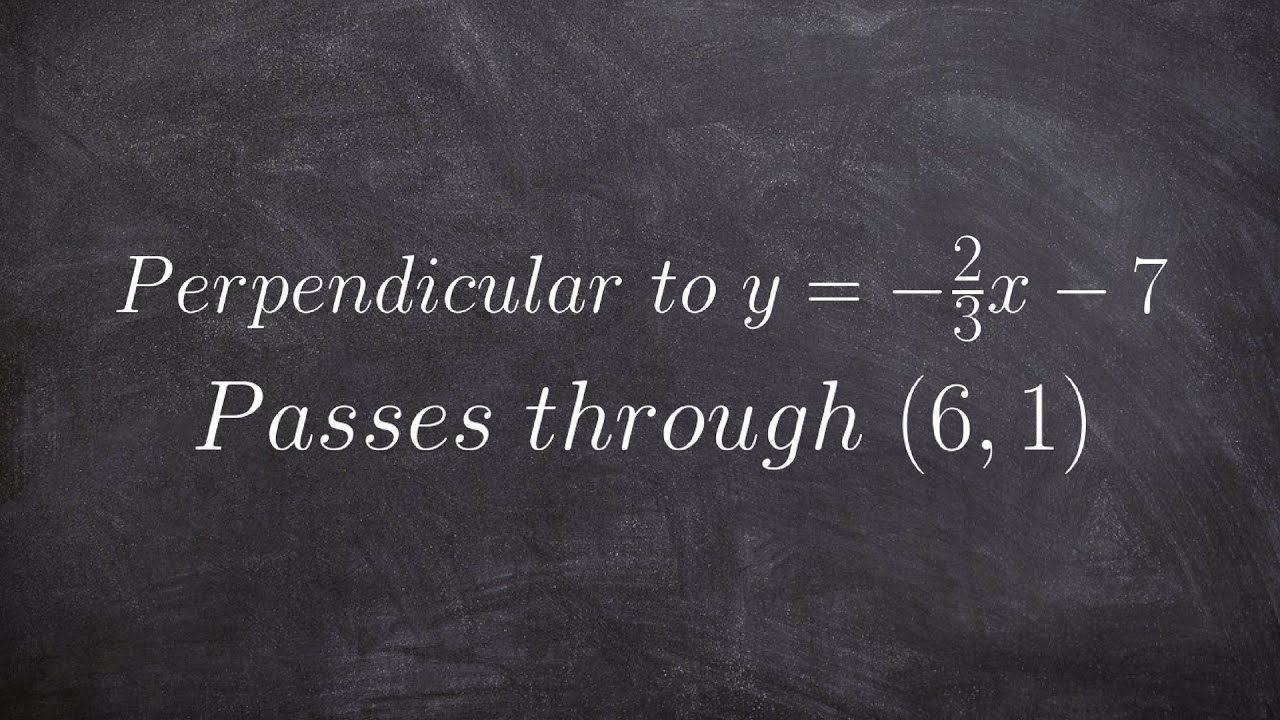 Writing the equation of a line perpendicular to another through a given ...