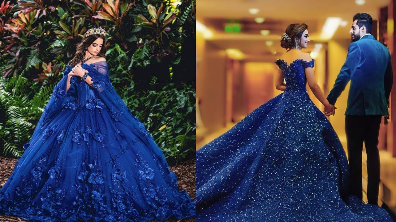 Cute Blue Big Ball Tail Gown For Wedding||Blue Frocks For Girls||#cute# ...