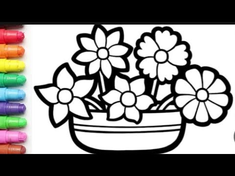 Flower drawing |Menggambar, Mewarnai Bunga untuk anak Balita belajar ...