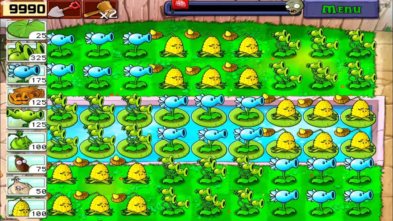 PVZ Gameplay - Threepeater and snow pea and kernel pult - Last stand ...