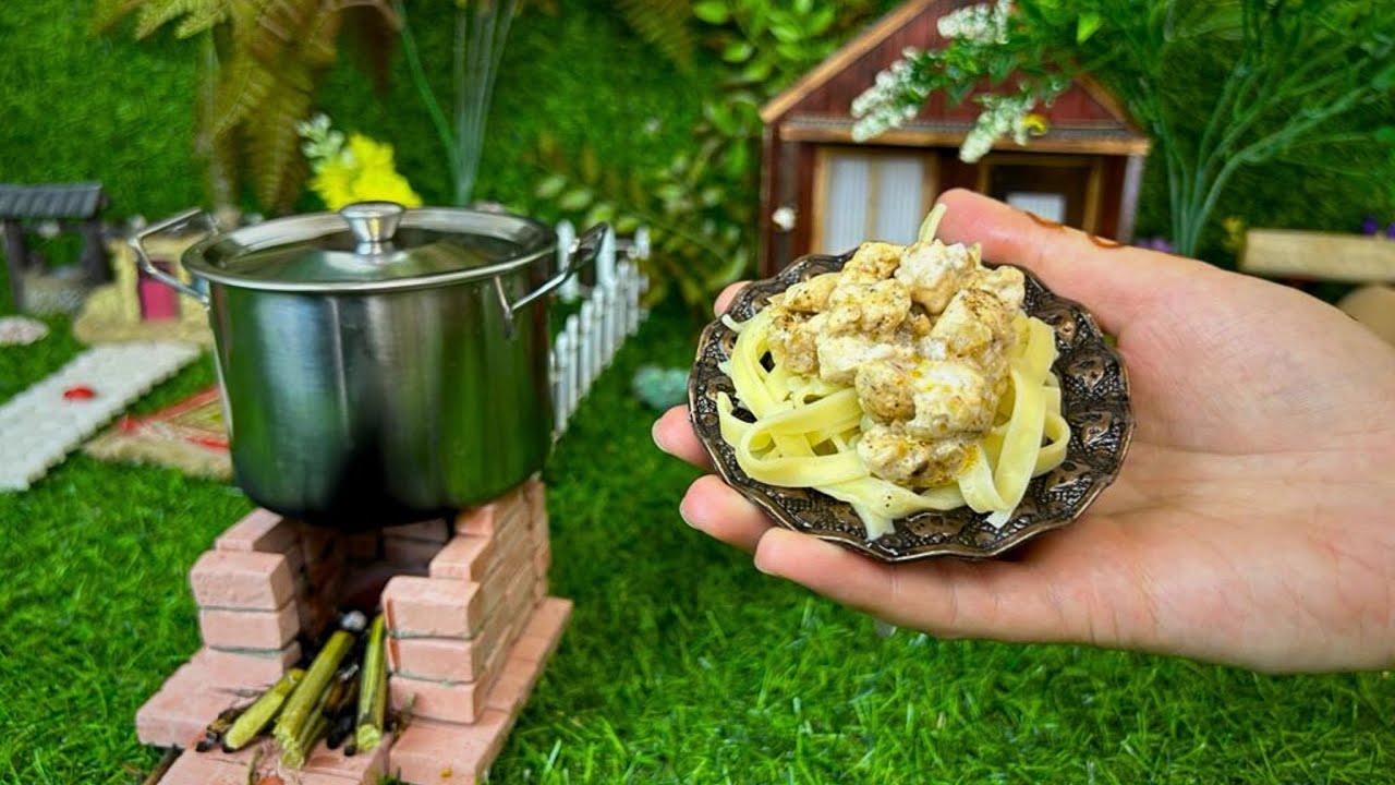 Mini Chicken Fettuccine Alfredo Pasta | Mini Food | Peasant - YouTube