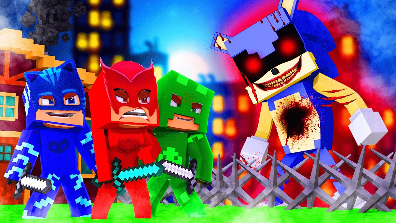 BASE 100% SEGURA DOS PJ MASKS CONTRA O SONIC.EXE NO MINECRAFT - YouTube