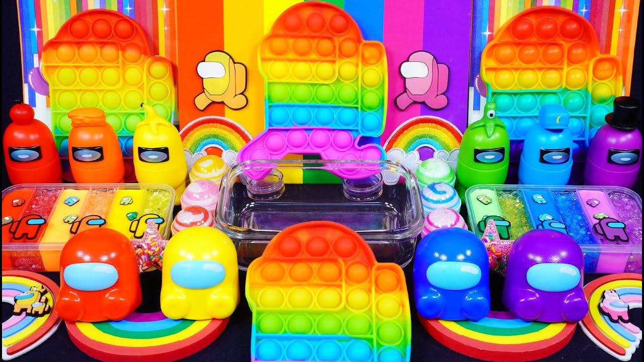 "Among US" Slime. Mixing Makeup into clear slime! 🌈ASMR🌈 #satisfying ...