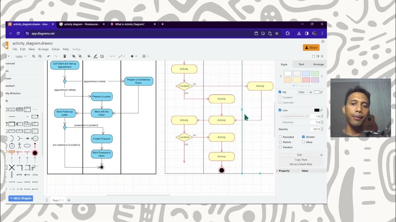 DPSI - WEEK 3 - TUTORIAL MEMBUAT ACTIVITY DIAGRAM MENGGUNAKAN DRAW.IO - YouTube