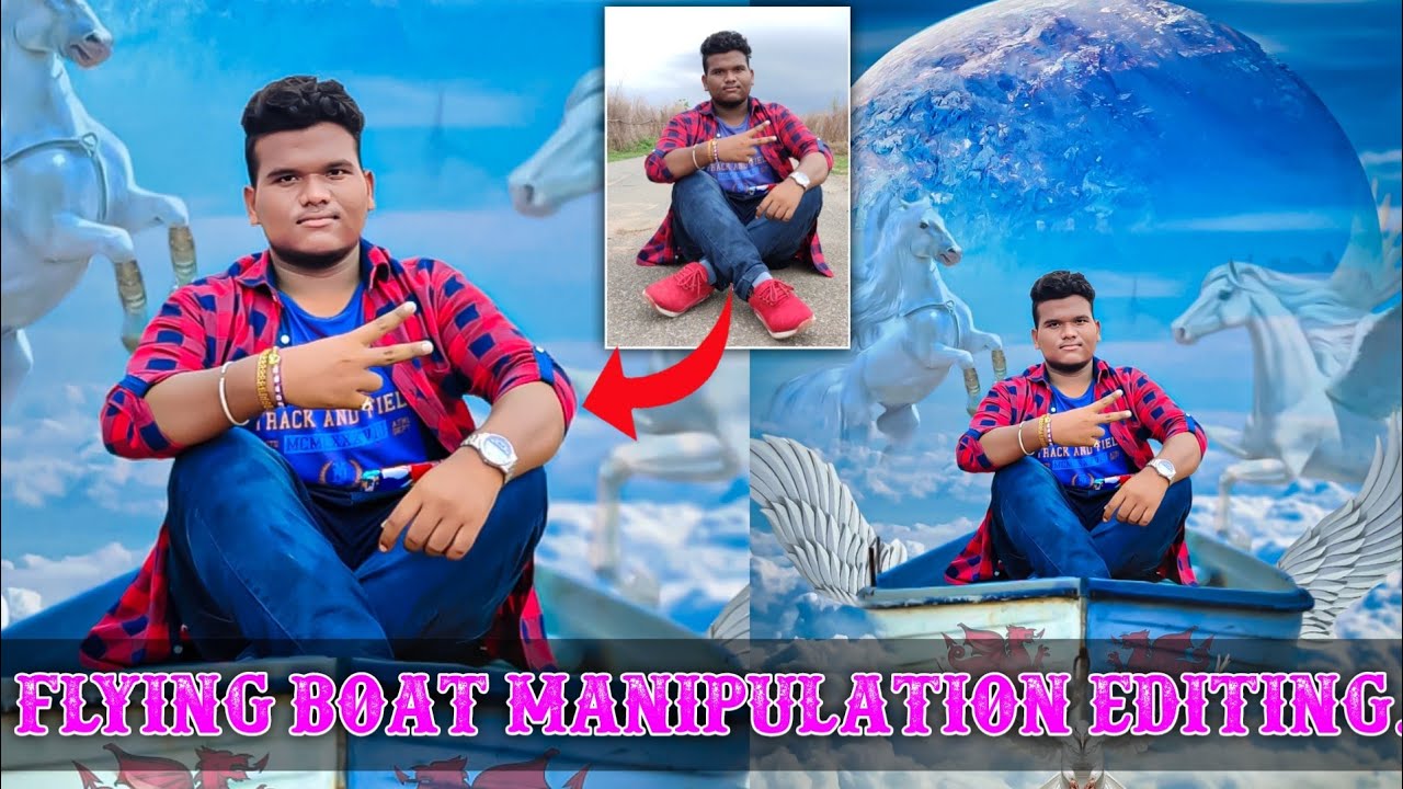 Flying Boat Manipulation Photo Editing // Flying Horse // Telugu Tech ...