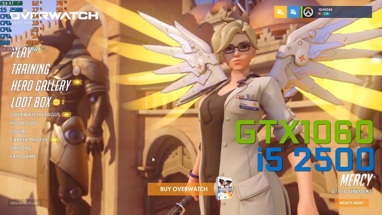 Overwatch on i5 2500 - GTX1060 - YouTube