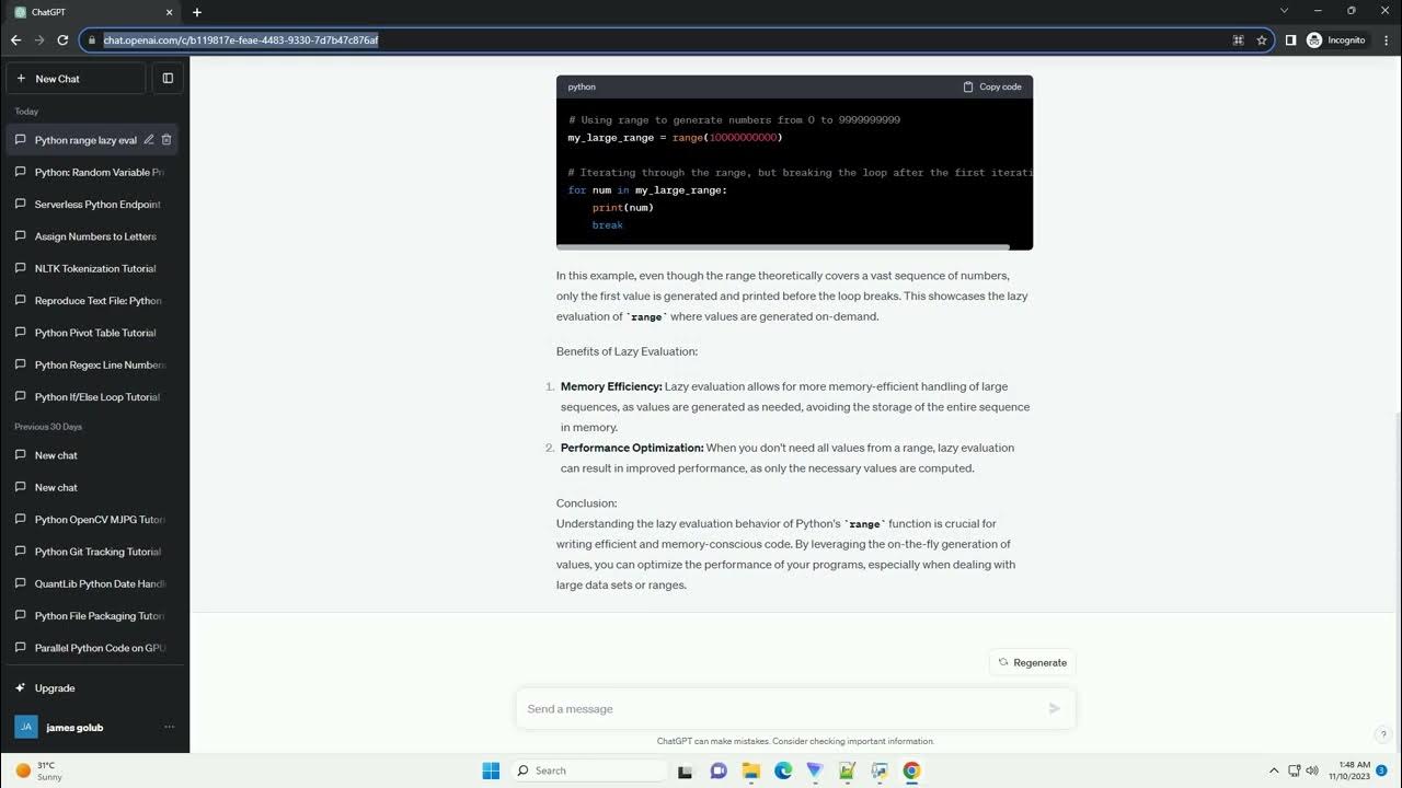 python range not being executed - YouTube