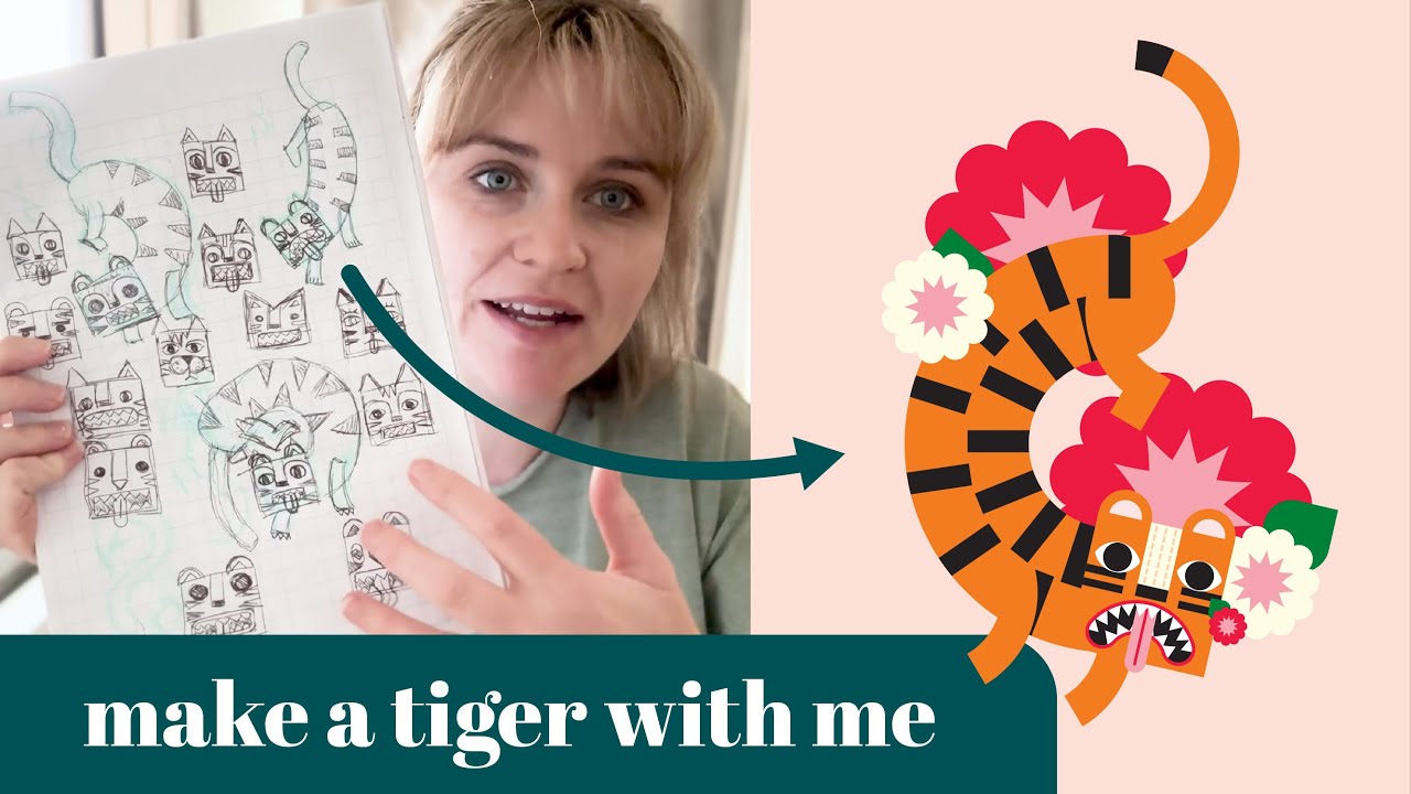Make a geometric tiger using shapes in Illustrator - YouTube