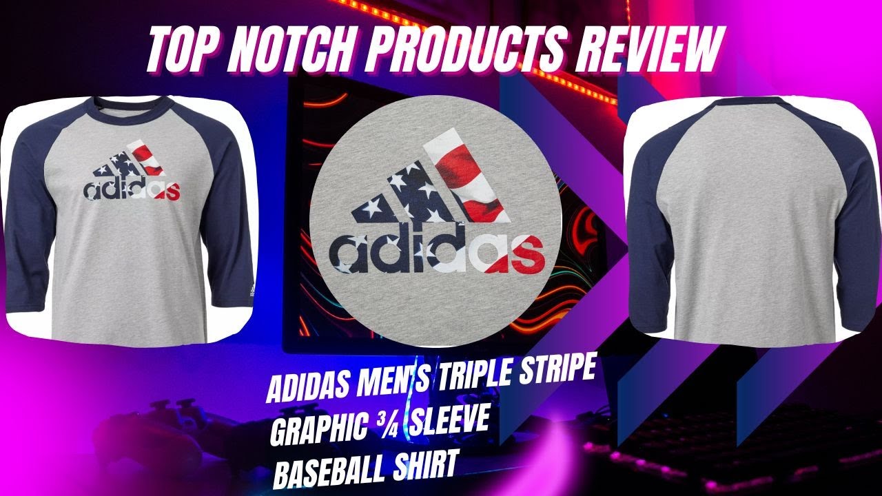 adidas Men's Triple Stripe Graphic ¾ Sleeve Baseball Shirt - YouTube