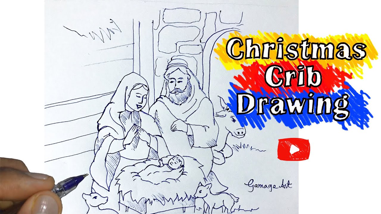 Christmas Nativity Scene Drawing for Kids | Christmas Kids Drawing ...