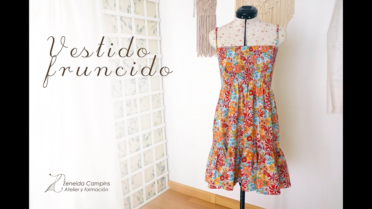 DIY VESTIDO – Tutorial vestido fruncido con hilo elástico. Patrón ...