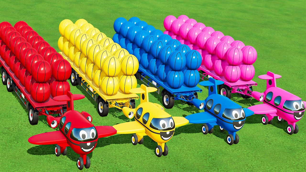 KING OF PLANES! TRANSPORT COLORED BALL ON FLATBED TRAILER WITH MODIFY ...