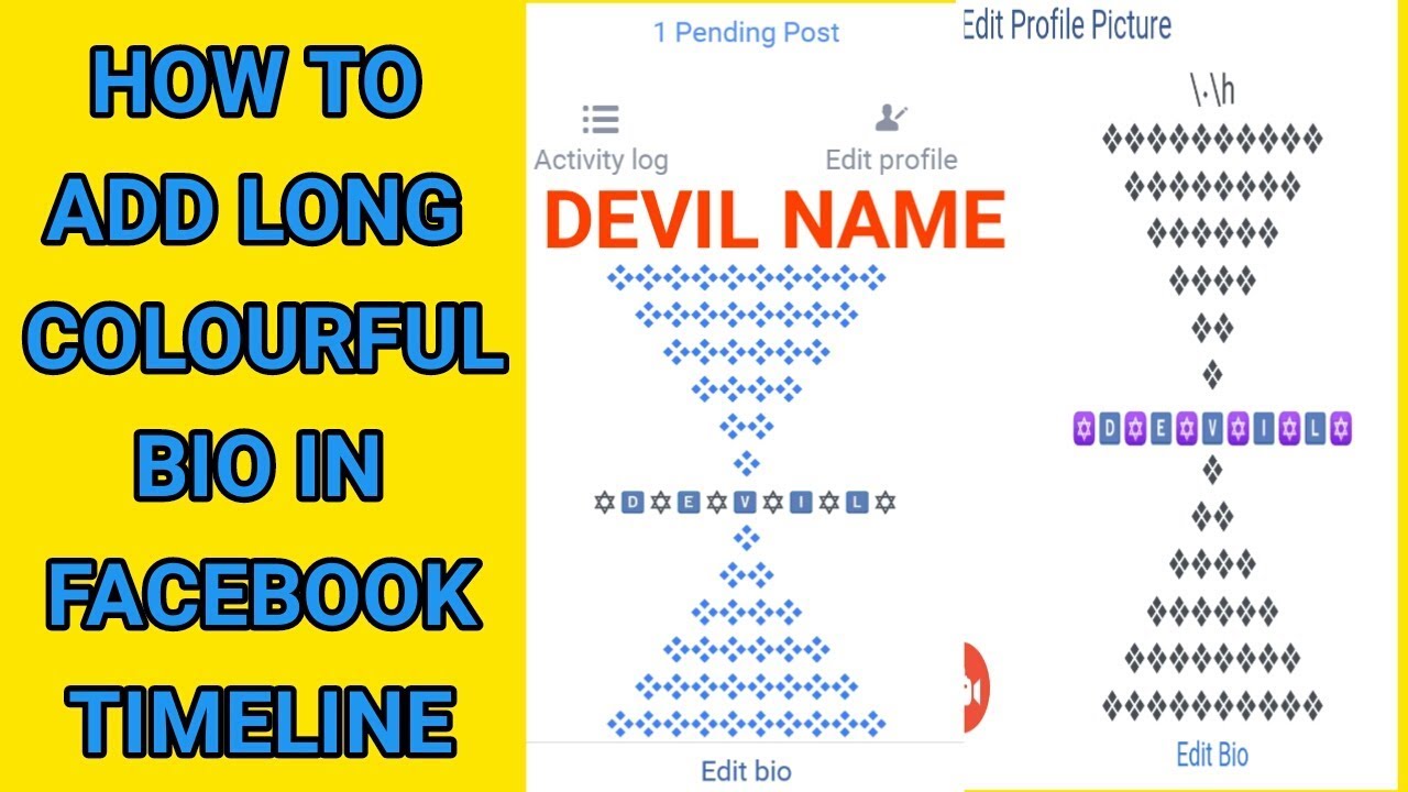 How To Add Long Colourful Stylish symbol Name Bio In Facebook Profile ...
