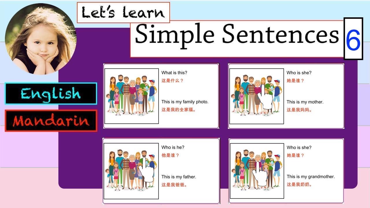Learn Chinese Mandarin with Simple Sentences pt6 - My Family Photo ...