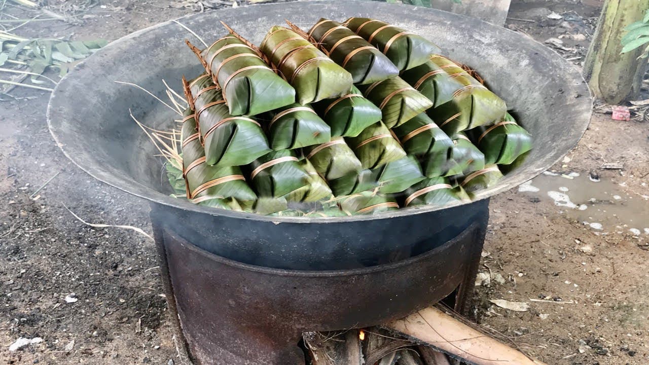 របៀបវិចនំអន្សមពិសេស, How to make Khmer sticky rice steam cake, Nom ...