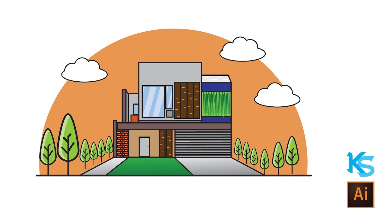 Adobe Illustrator Tutorials Creating Flat House Youtube