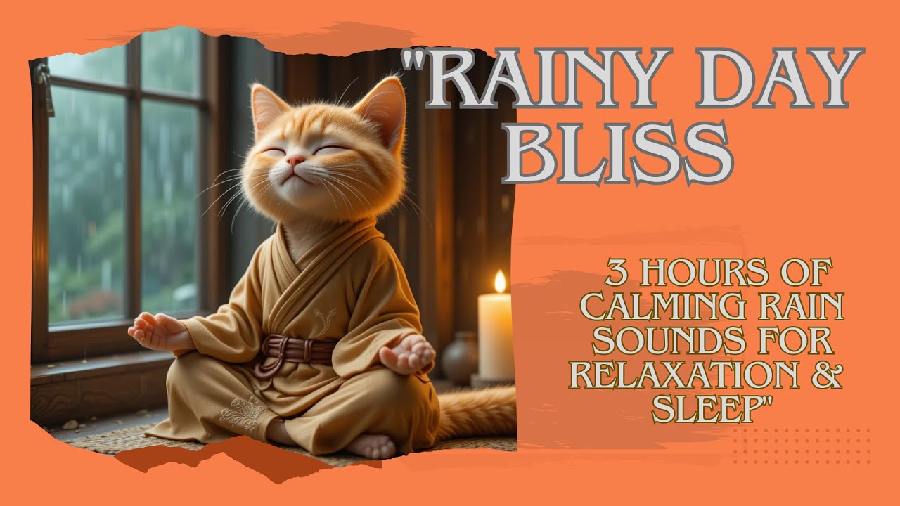 3hrs Relaxing Rain Sound for innerpeace | Cat monk Zen Meditation ...
