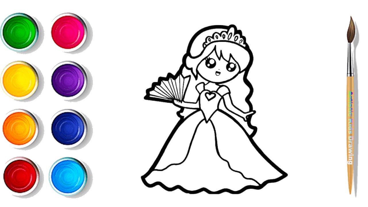 Princess drawing | Beautiful Princess Drawing, Painting, Coloring for ...