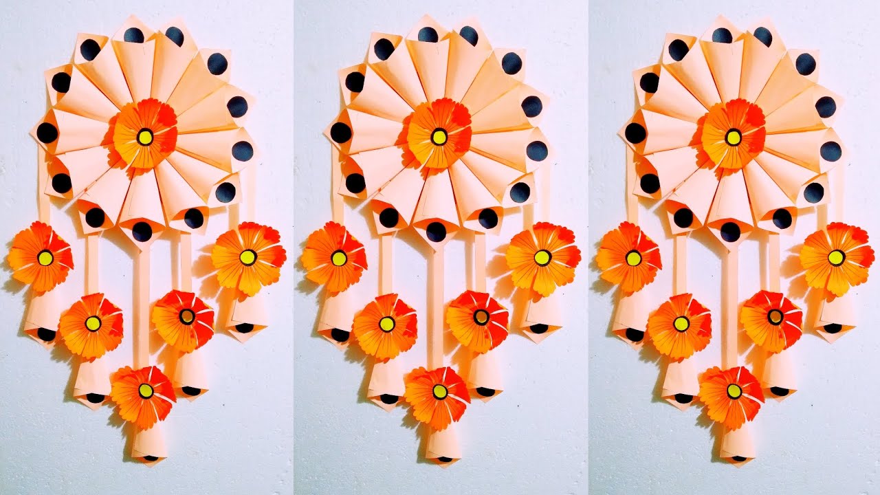 A4 mal nirmana / how to make beautiful paper flowers wall hanging ...
