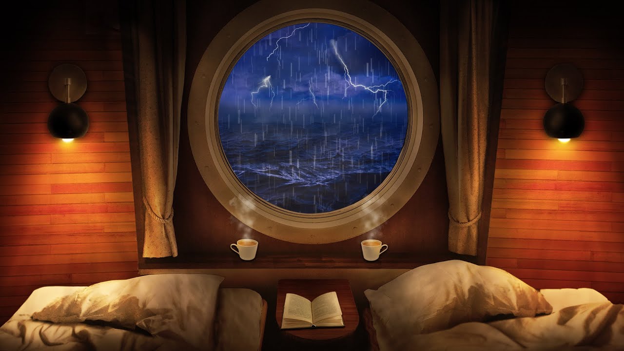 Cozy Ship Cabin Thunderstorm Ambience Bedroom Rain And Thunder Sounds
