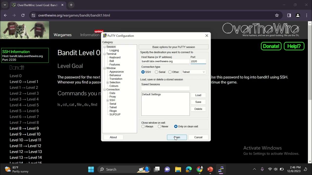 OverTheWire - Bandit - Level 0 to 6 - Putty - YouTube