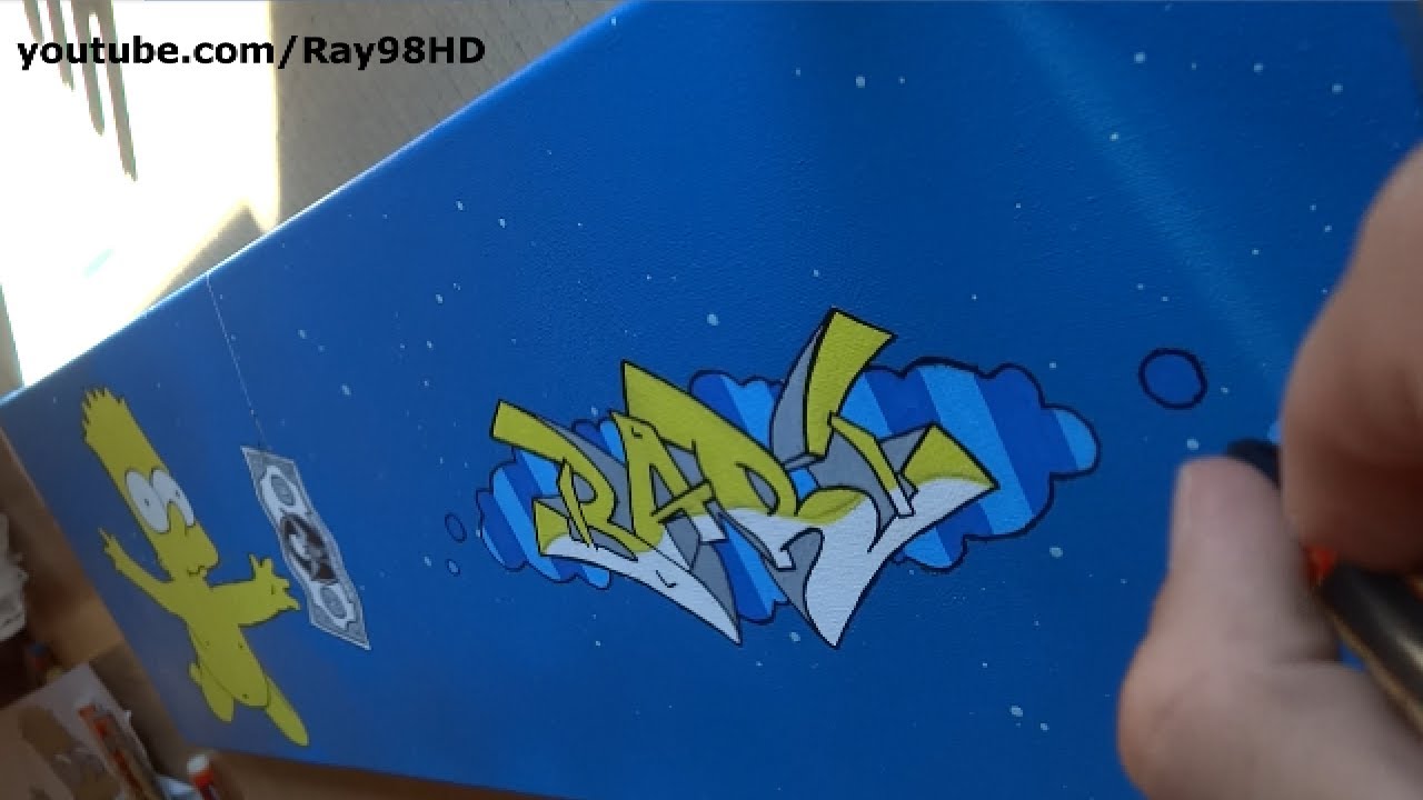 A Bart Simpson Graffiti on Canvas - Ray98 - YouTube