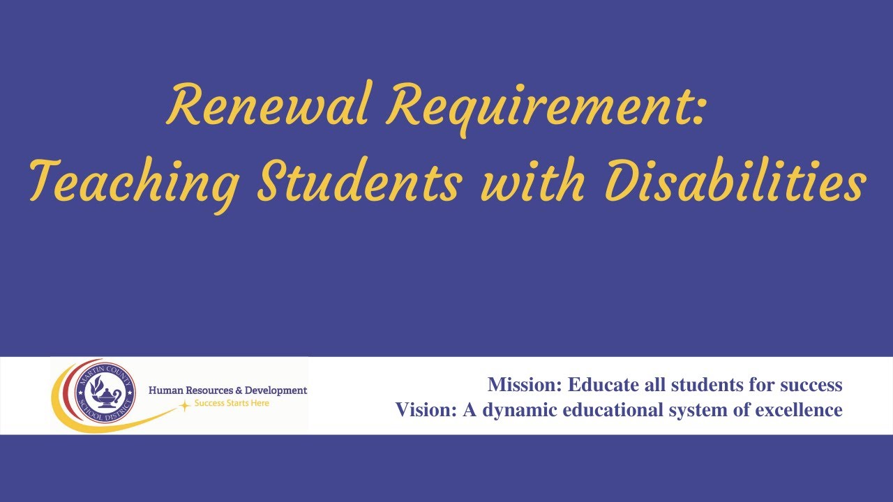 Florida Educator Certificate: SWD Renewal Requirement - YouTube