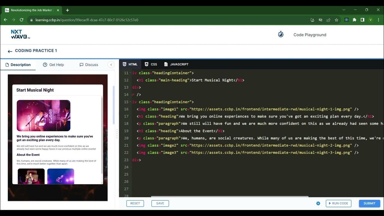 Musical Night Section Coding Practice 1 Css Flexbox Nxtwave