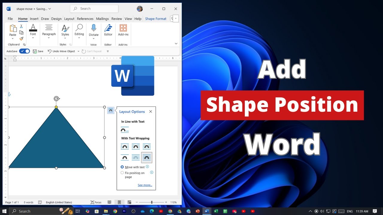 How to Move Shape Position on Microsoft Word - YouTube