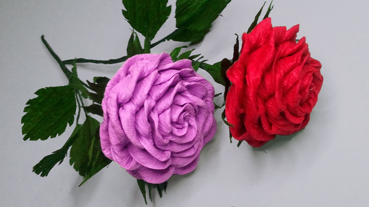 How to make Roses - Handmade Crepe Paper Rose - DIY Roses Flowers - YouTube