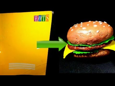 " How to turn your old note book into a paper mache hamburger fake food ...