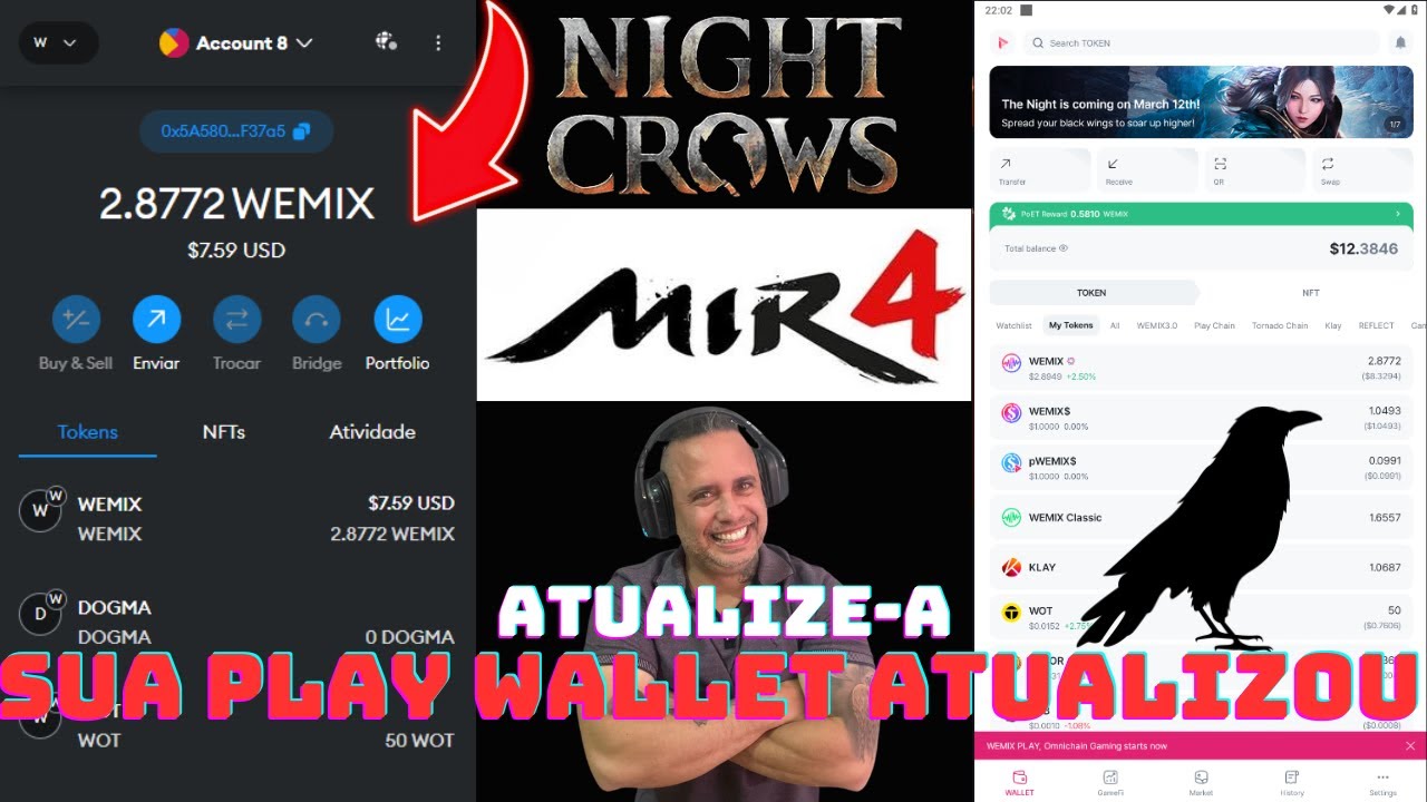 NIGHT CROWS - HOJE ATUALIZOU SUA PLAY WALLET / RECUPERE TOKEN PERDIDO / CHAVE PRIVADA E ...