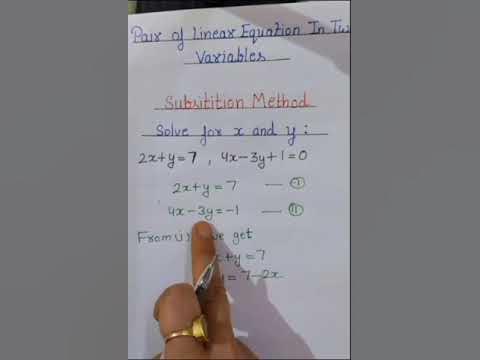 Ch-Pair of linear equations in two variables|substitution method|Class ...